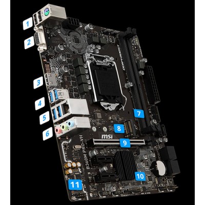 Msi B360M PRO-VH Intel B360 Soket 1151 DDR4 2666MHz DDR4 USB3.1 mATX 8 ...