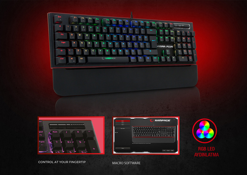 Rampage Hydra R6 Plus Blue Switch RGB TR Q Mekanik Kablolu Gaming ...