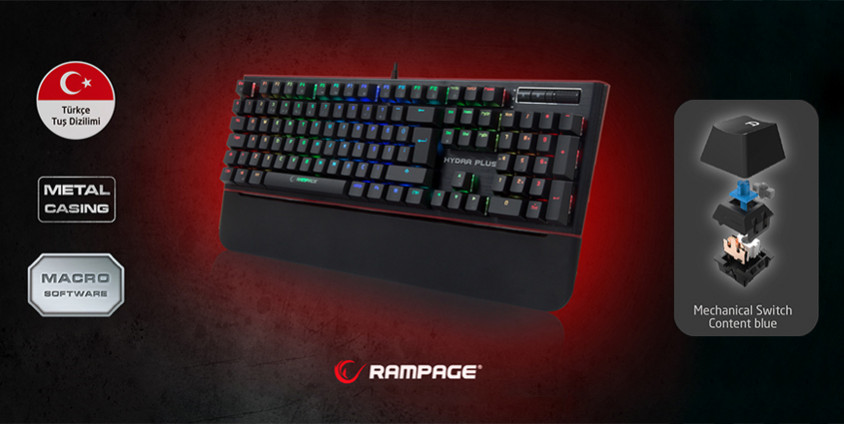 Rampage Hydra R6 Plus Blue Switch RGB TR Q Mekanik Kablolu Gaming ...