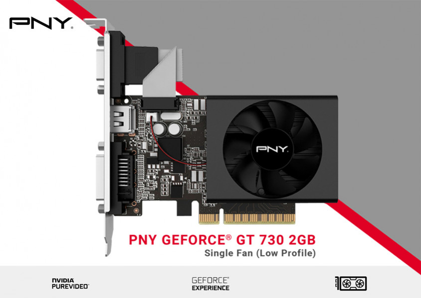 PNY GeForce GT 730 2GB Low Profile VCGGT7302XPB-BB 2GB GDDR3 64Bit DX12 ...