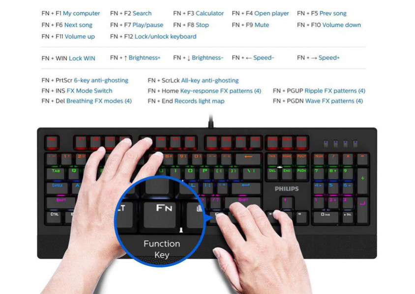 Philips G403 Momentum SPK8403 Blue Switch Rainbow Mekanik Kablolu ...