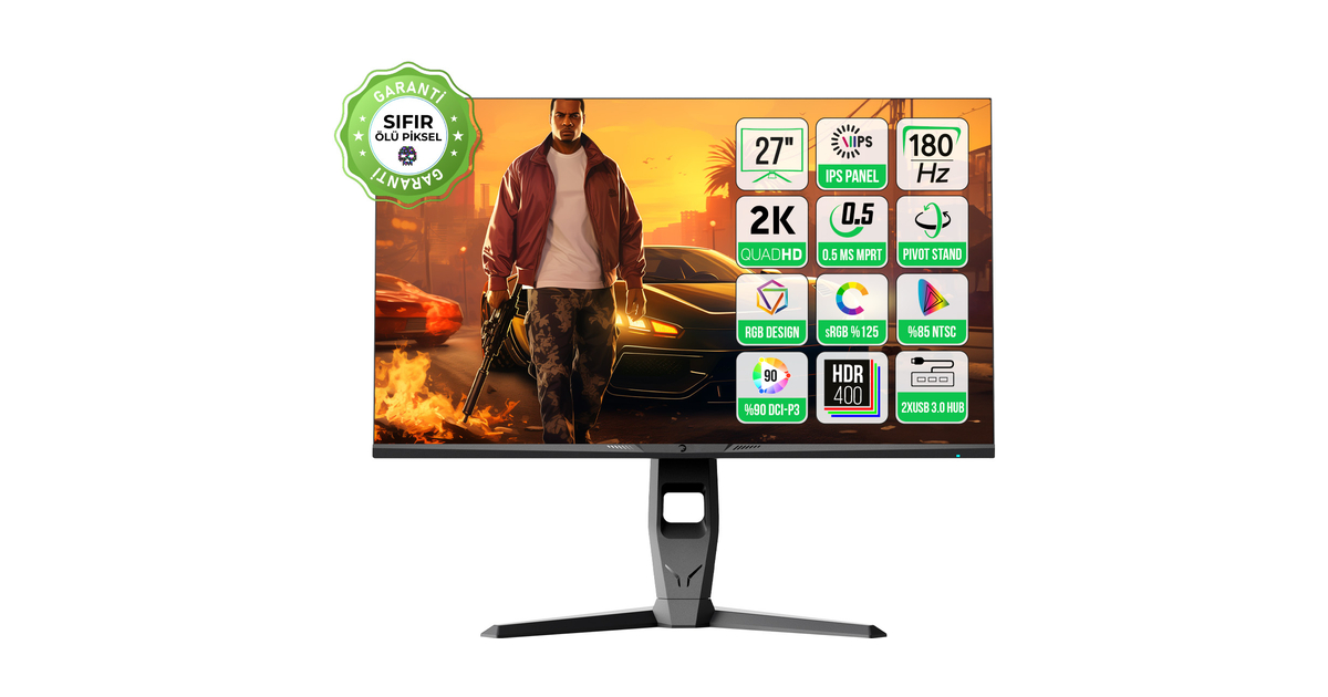 GamePower Royal T20 27″ RGB 180Hz 0.5Ms 2K QHD Flat IPS Pivot 2xUsb 3.0 ...