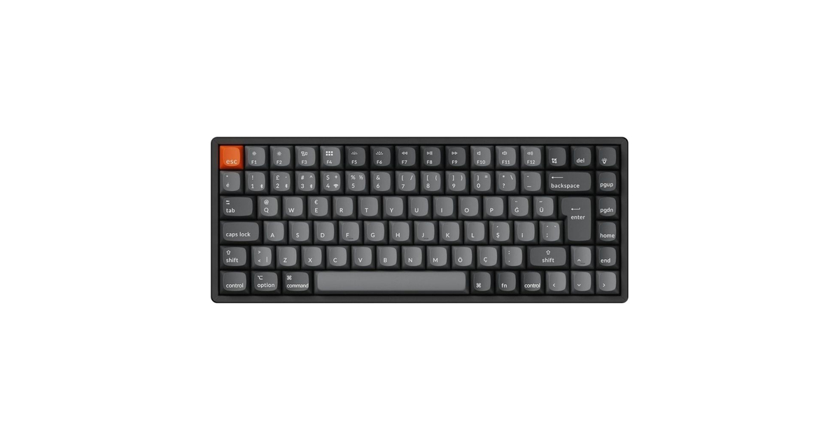 Keychron K2 Max %75 RGB Red Switch Kablosuz Türkçe Mekanik Karbon Siyah ...