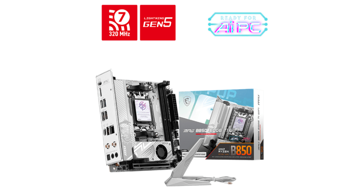 MSI MPG B850I EDGE TI WIFI DDR5 AMD B850 AM5 Soket 8200+(OC)MHz ITX ...