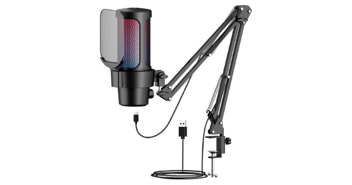 Dexim M8 USB Kablolu PC/PS5 Uyumlu Siyah RGB Mikrofon - incehesap.com