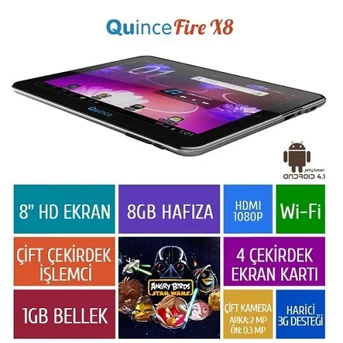 Quince Fire X8 8" 8GB Tablet Pc - incehesap.com