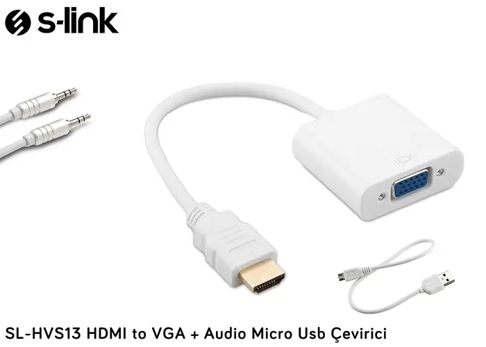 S-Link SL-HVS13 HDMI to Vga+Audio+Micro USB Çevirici - incehesap.com