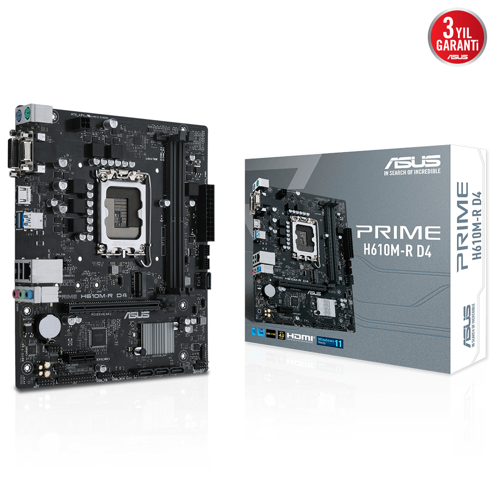 ASUS Prime H610M-R D4 Intel H610 Soket 1700 DDR4 3200MHz mATX Gaming (Oyuncu) Anakart ...