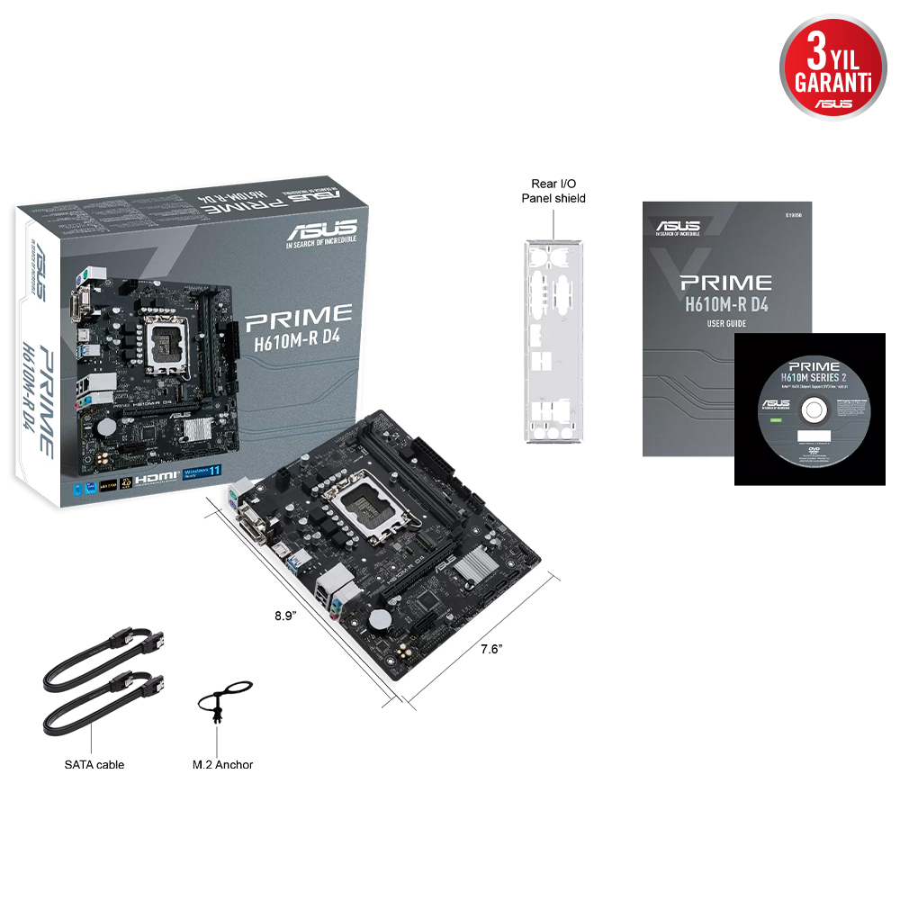 ASUS Prime H610M-R D4 Intel H610 Soket 1700 DDR4 3200MHz mATX Gaming (Oyuncu) Anakart ...